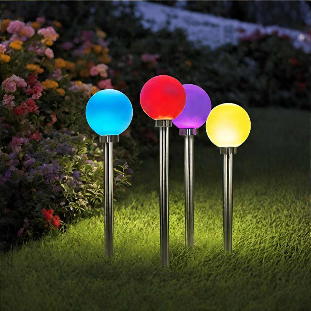 Bunte Solar-Gartenlampen 3er-Set – Virtual Sunergy Work